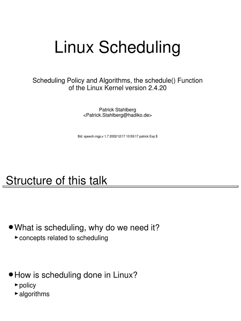Linux Scheduling 2002 Pdf Scheduling Computing Operating System