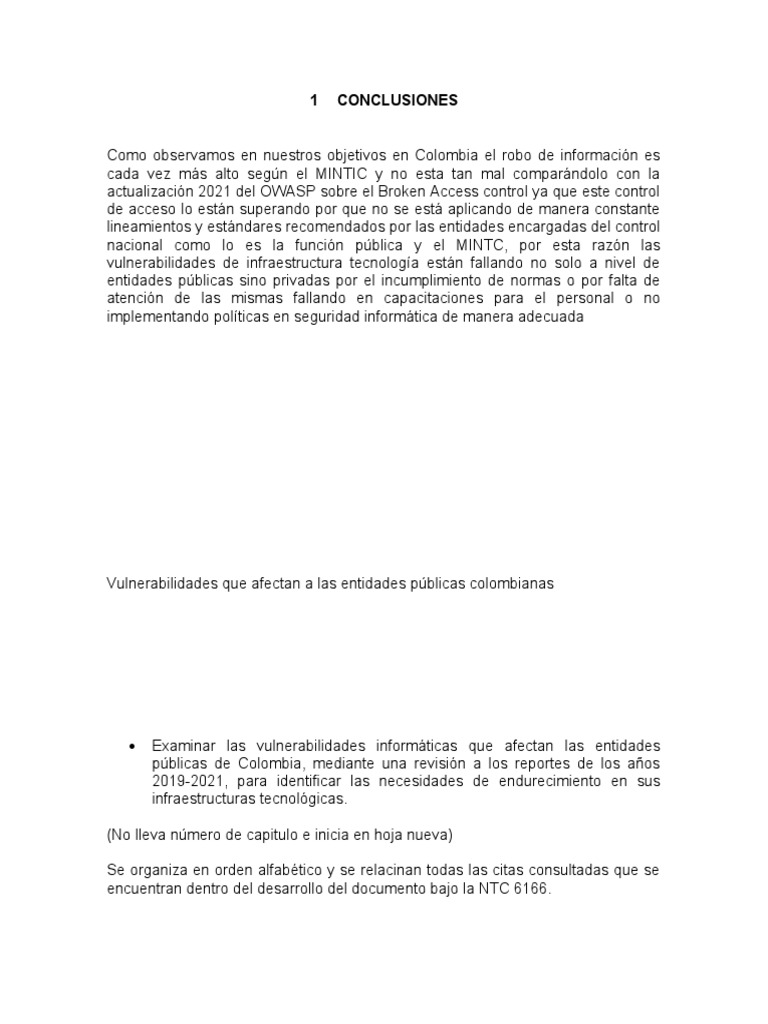 CONCLUSIONES | PDF | Seguridad | La seguridad informática