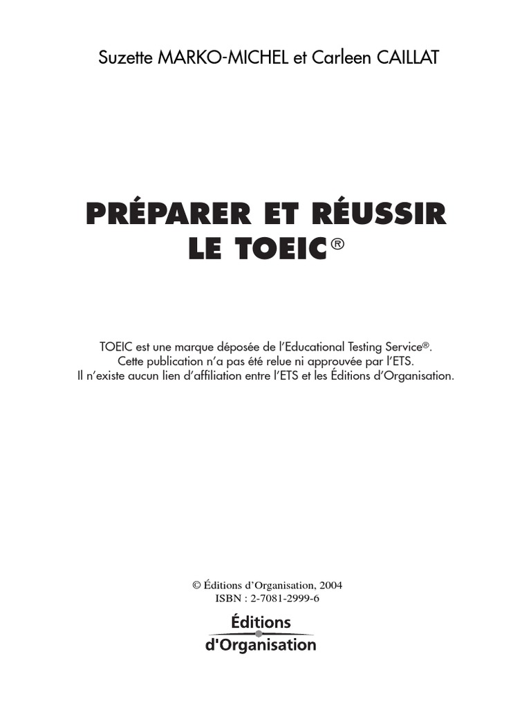 Préparer Et Réussir Le Toeic | PDF | Business