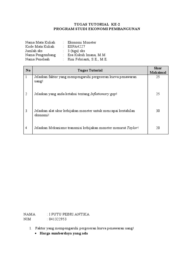 Tugas 2 Ekonomi Moneter | PDF