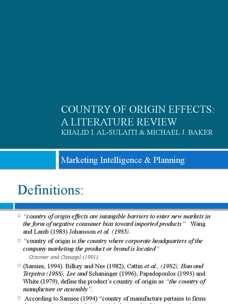 Country of Origin Effects: A Literature Review: Marketing Intelligence ...