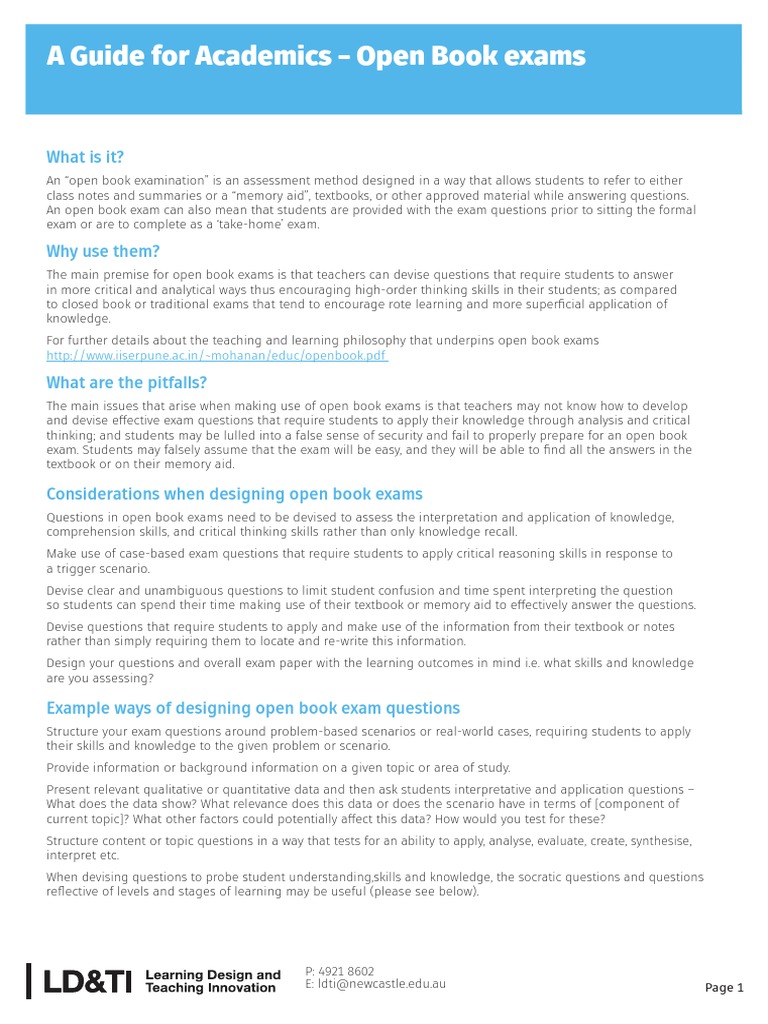 A Guide For Academics - Open Book Exams: What Is It? | PDF | Test ...