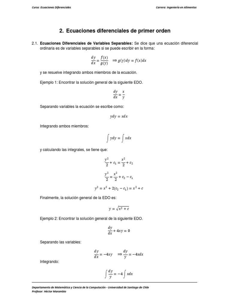 Ecuaciones Diferenciales de Primer Orden | PDF | Ecuaciones ...