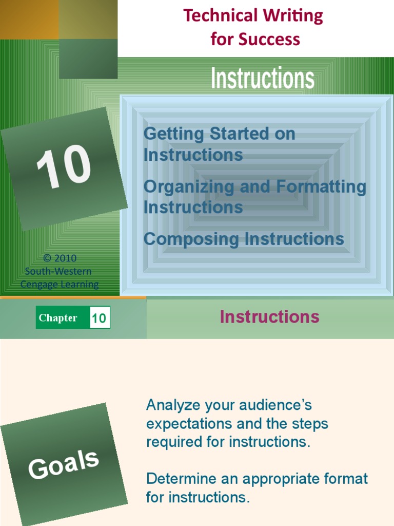 Getting Started On Instructions Organizing and Formatting Instructions ...
