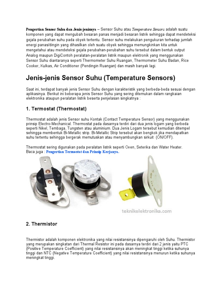 Pengertian Sensor Suhu Dan Jenis | PDF