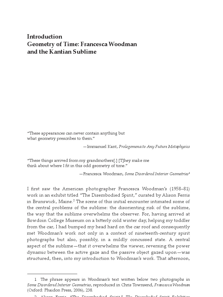 Francesca Woodman and The Kantian Sublime Intro | PDF | Immanuel Kant ...