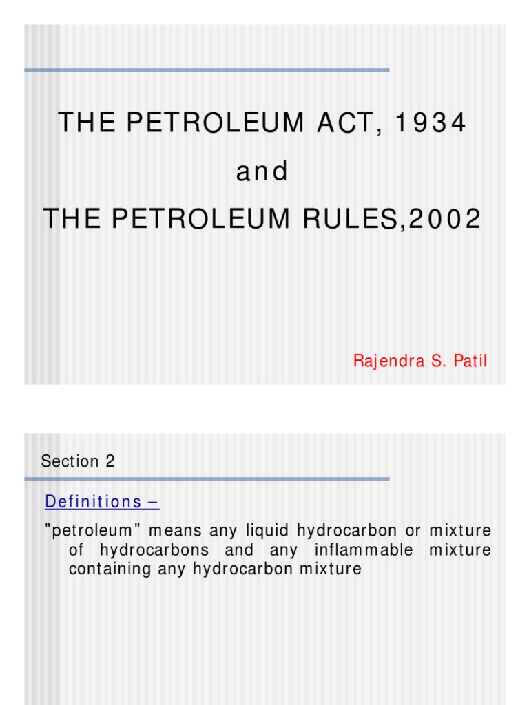 Petroleum Act and Rules Overview | PDF | Mains Electricity | Petroleum