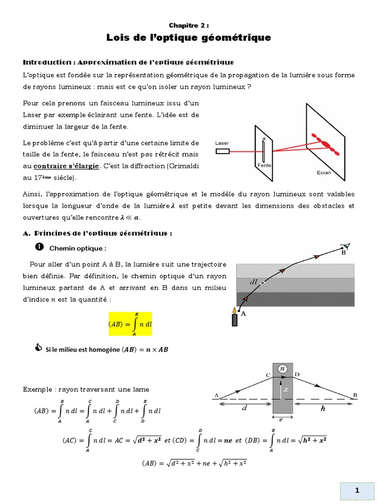 Chap 2 - Lois de L'optique Géométrique | Download Free PDF | Réfraction ...