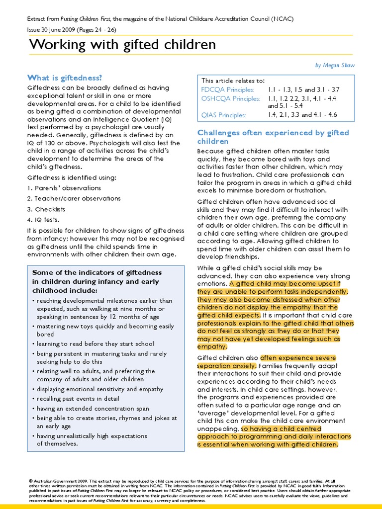 Working With Gifted Children: What Is Giftedness? | PDF | Intellectual ...