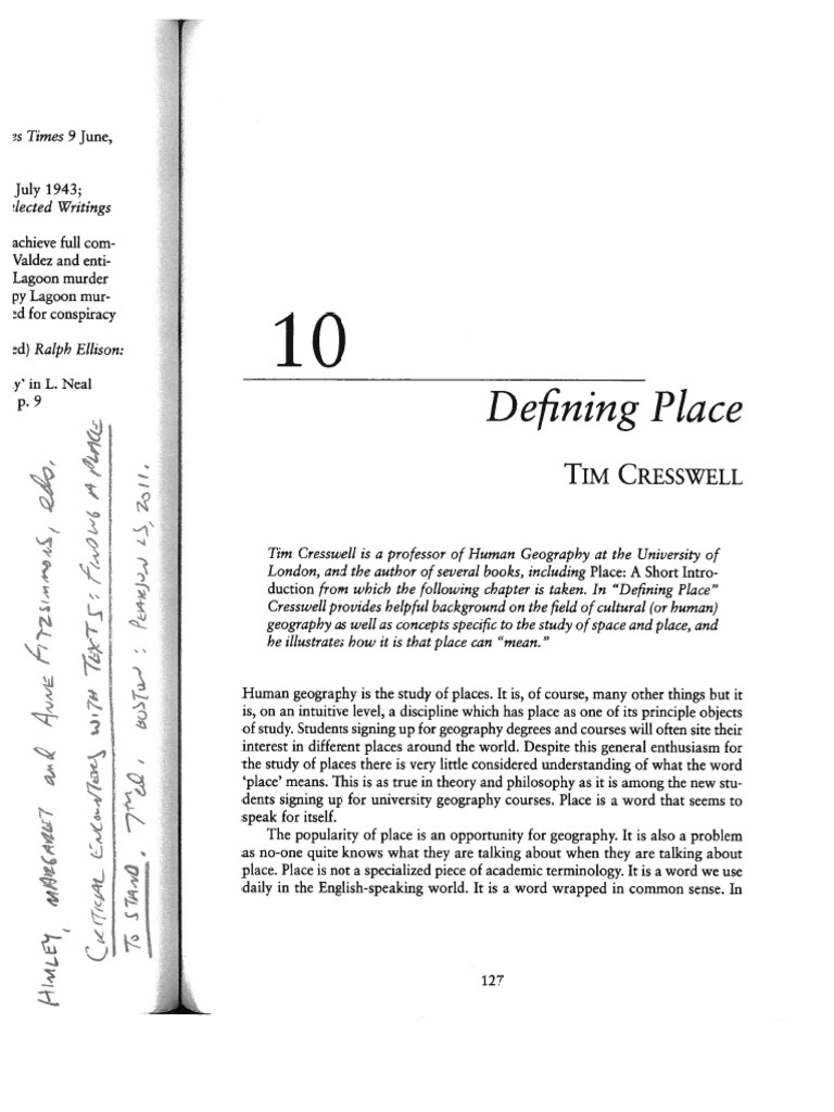 Defining Place by Tim Cresswell | PDF