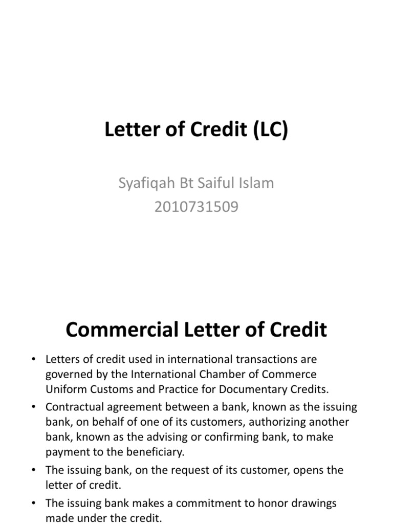 Letter of Credit (LC) | PDF | Companies | Legal Concepts