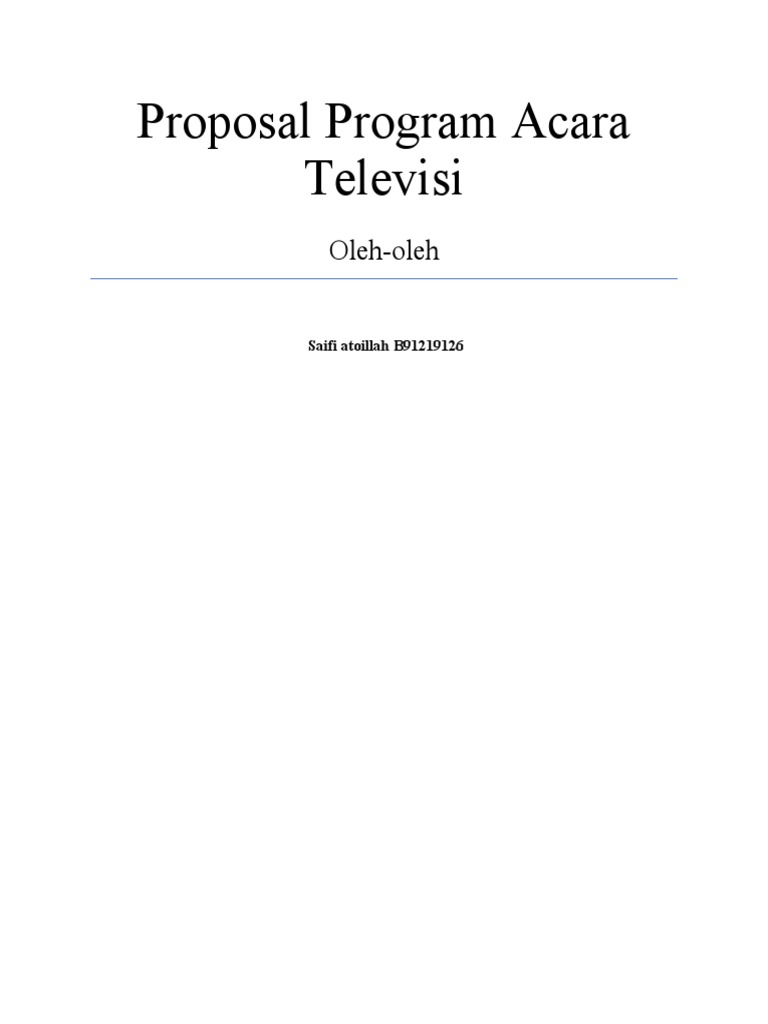 Proposal Program Acara Televisi | PDF