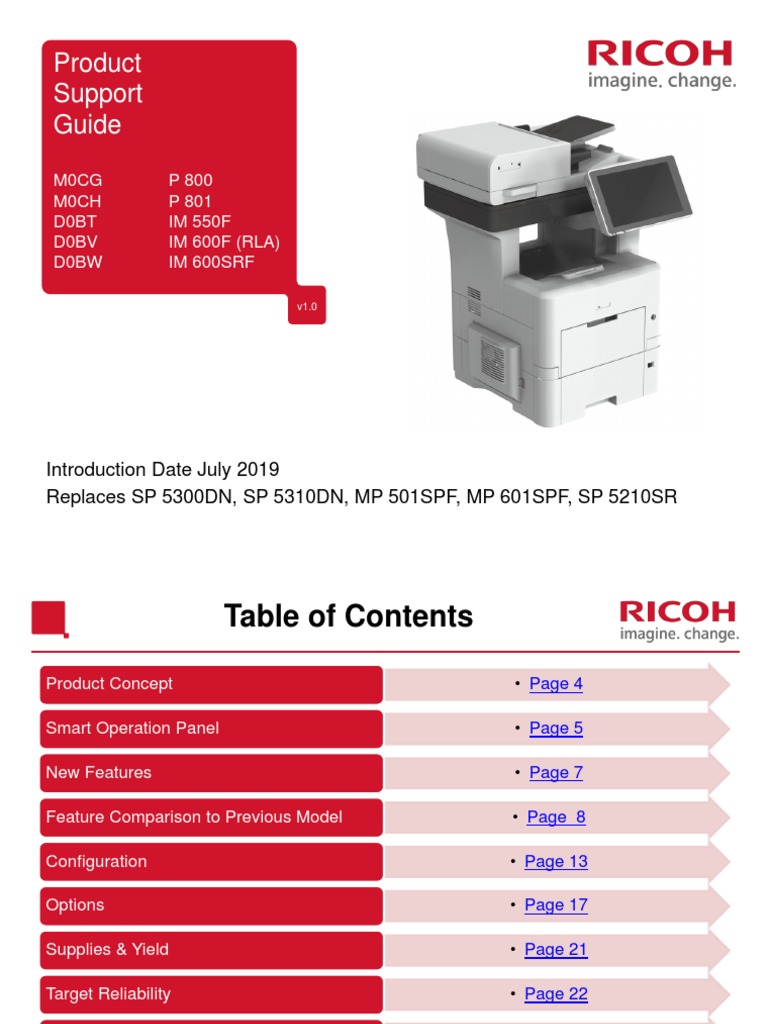 Product Support Guide: M0Cg P 800 M0Ch P 801 D0Bt IM 550F D0Bv IM 600F (RLA) D0Bw IM 600SRF ...