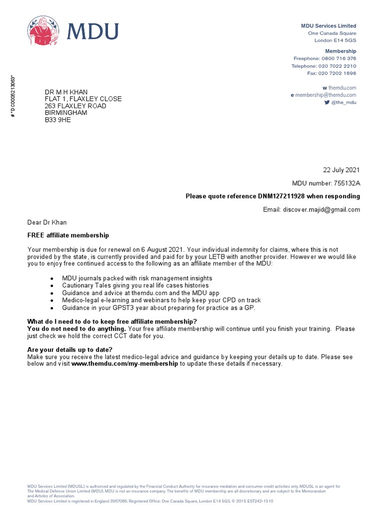 MDU Indemnity Insurance | PDF | Business | Service Industries