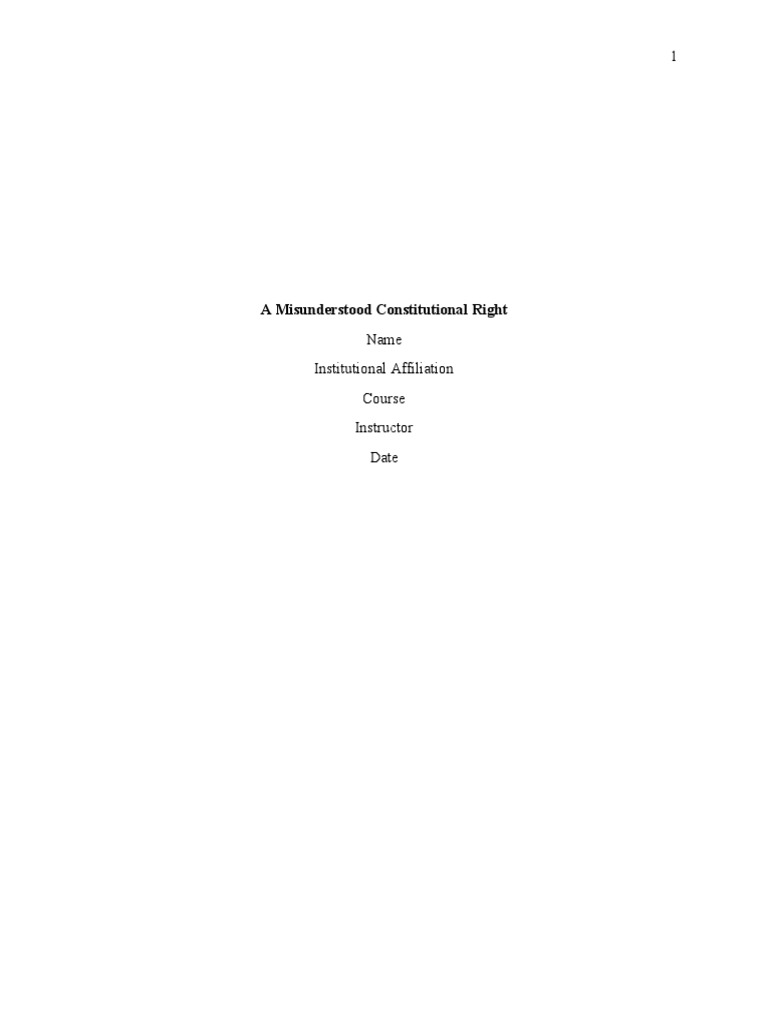 A Misunderstood Constitutional Right - Edited.edited | PDF | Freedom Of ...