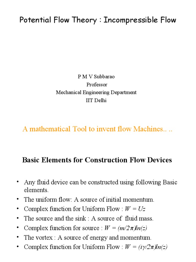 Potential Flow Theory: Incompressible Flow: A Mathematical Tool To ...