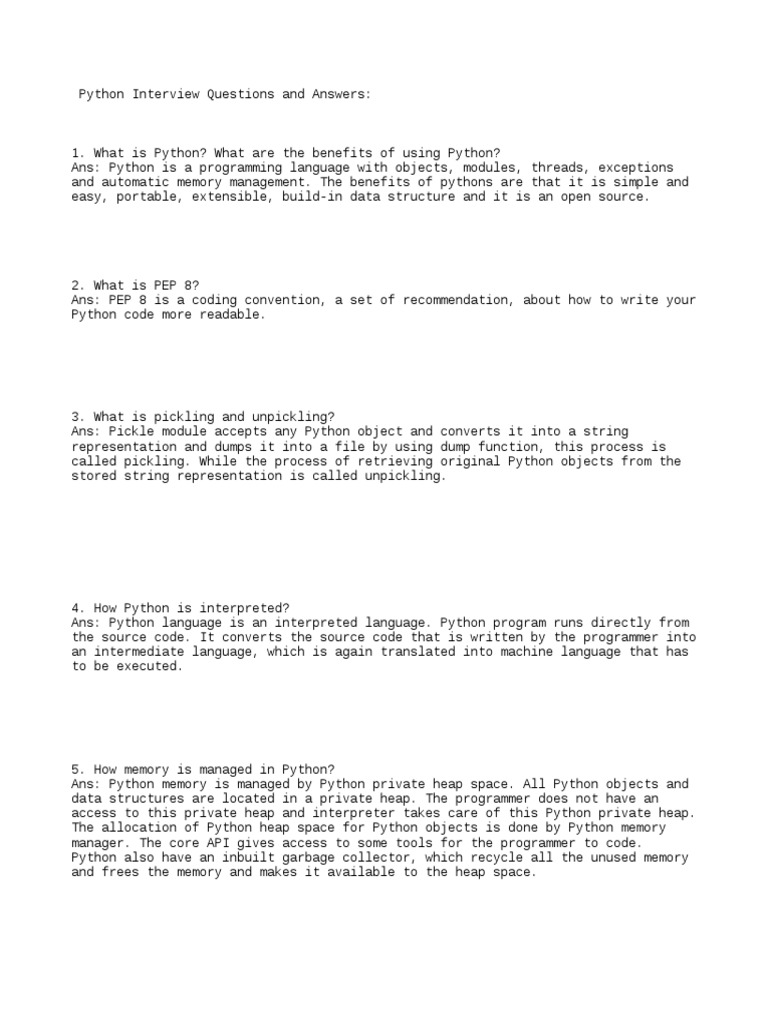 300 Python Interview Questions And Solutions Pdf Python Programming Language Anonymous