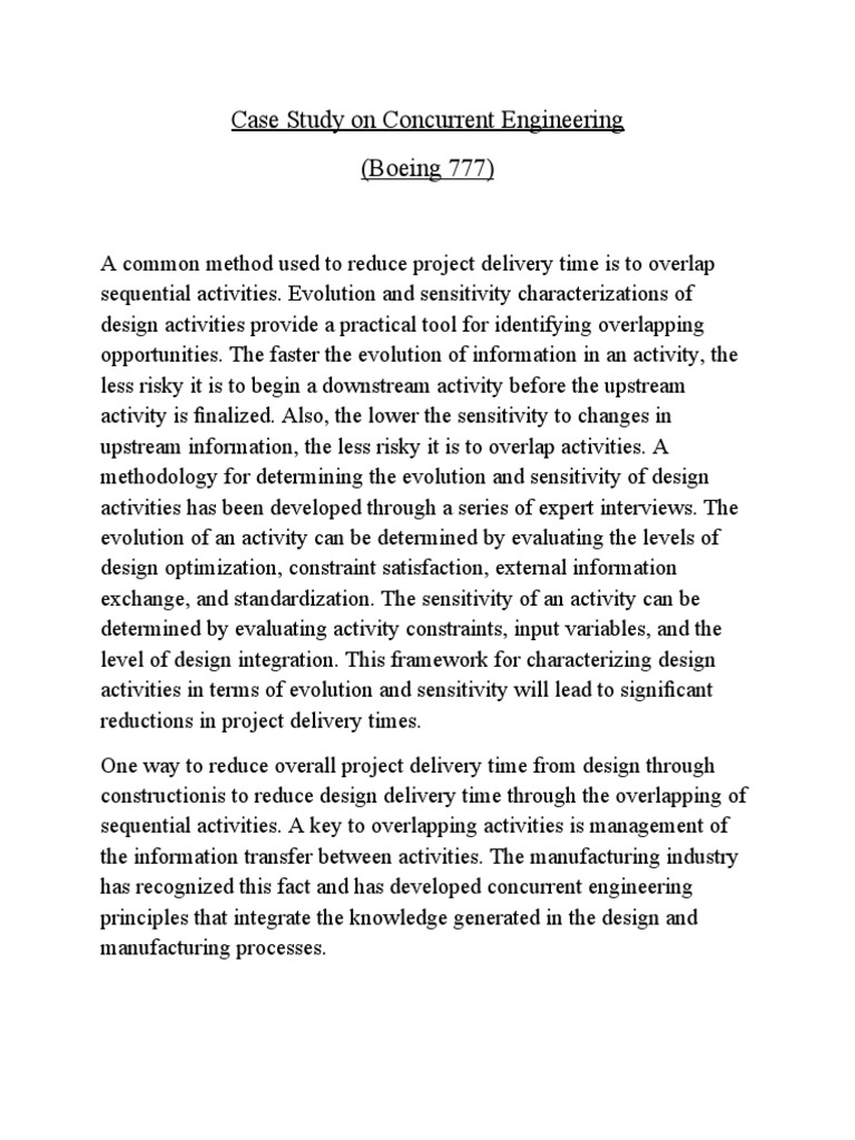 Case Study On Concurrent Engineering | PDF