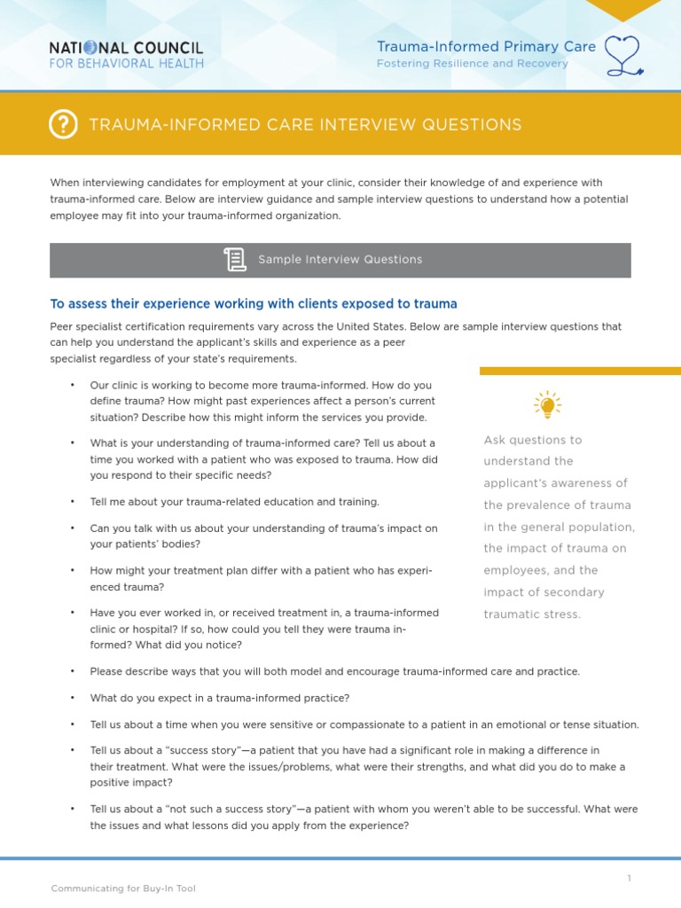 Trauma-Informed Interview Questions: Assessing a Candidate's Fit for a ...