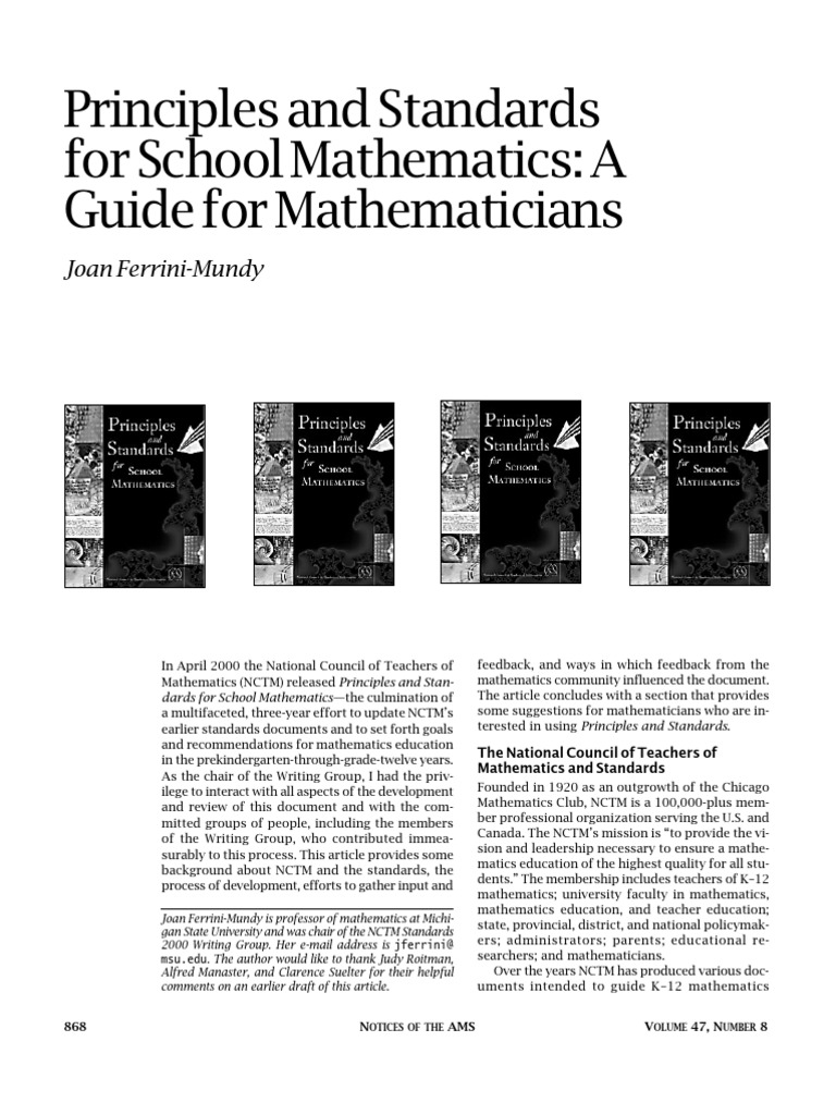 Principles and Standards For School Mathematics A Guide For ...