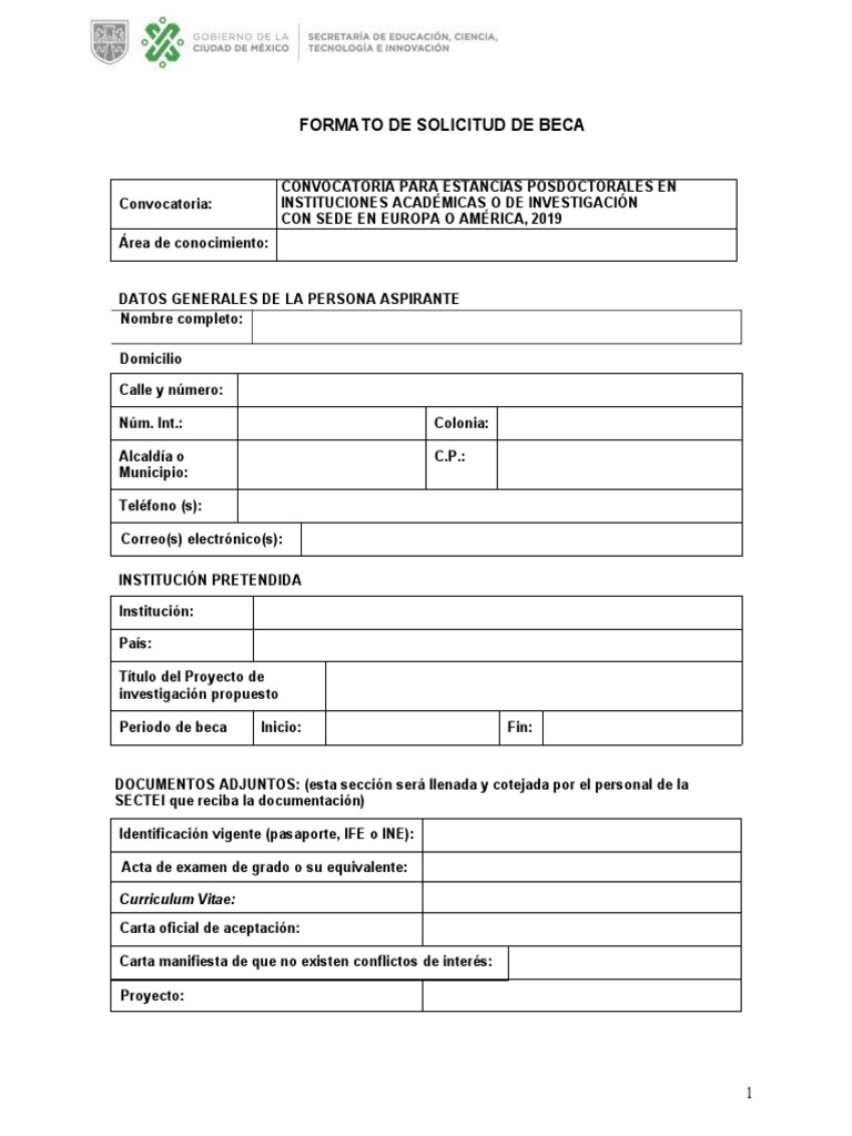 FORMATO DE SOLICITUD DE BECA Num34 | PDF | Ciudad de México | México