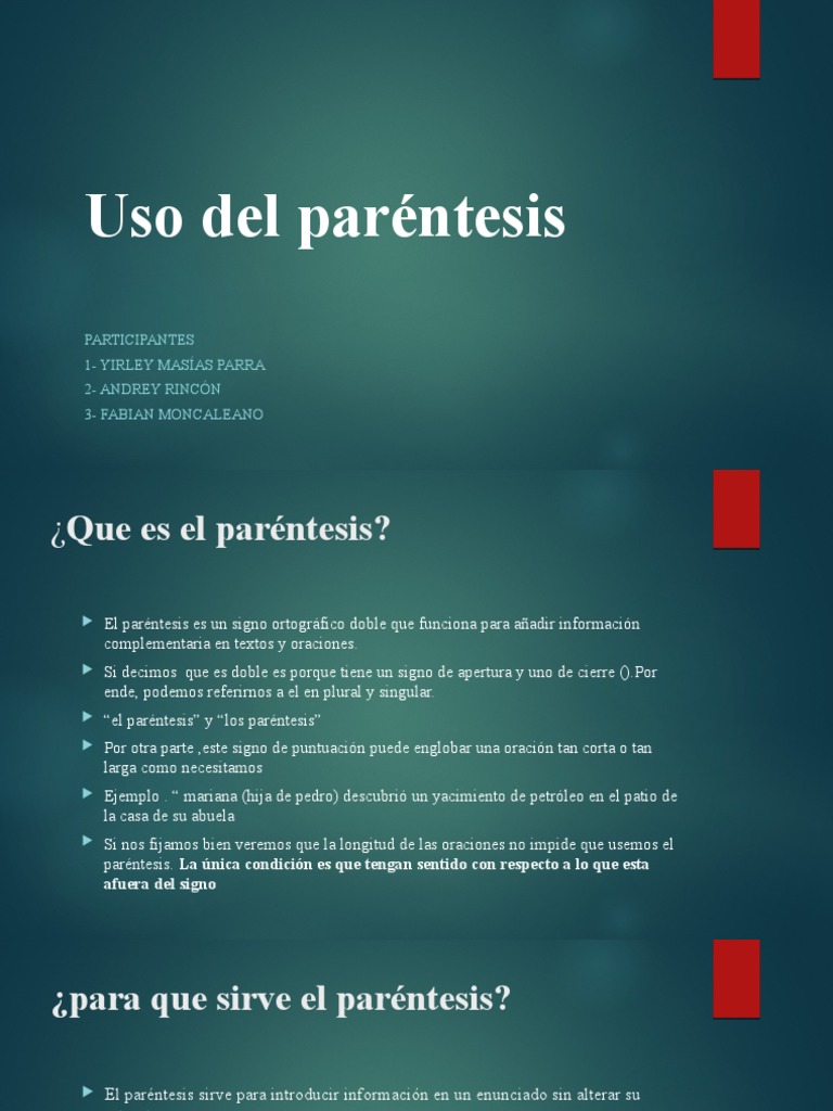 Uso Del Paréntesis | PDF | Soporte | Puntuación