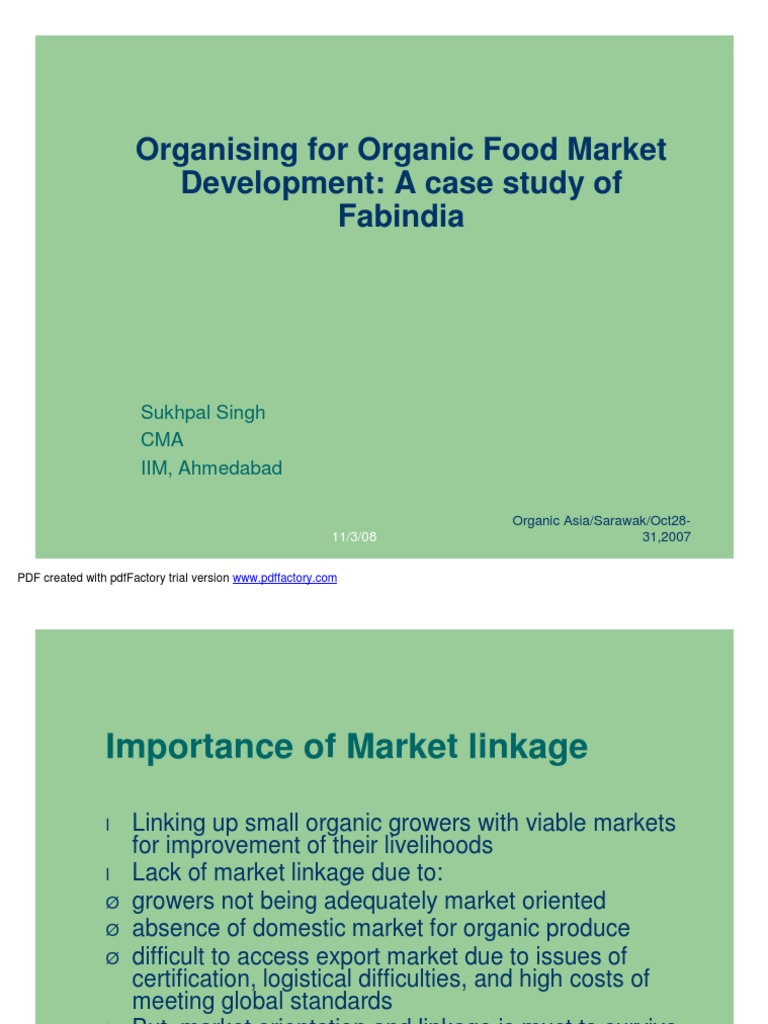 Organising For Organic Food Market Development: A Case Study of Fabindia | PDF | Retail ...