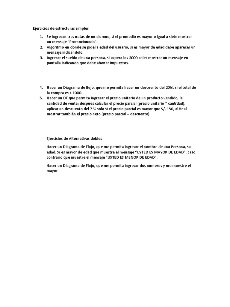 Ejercicios de Estructuras Simples | PDF