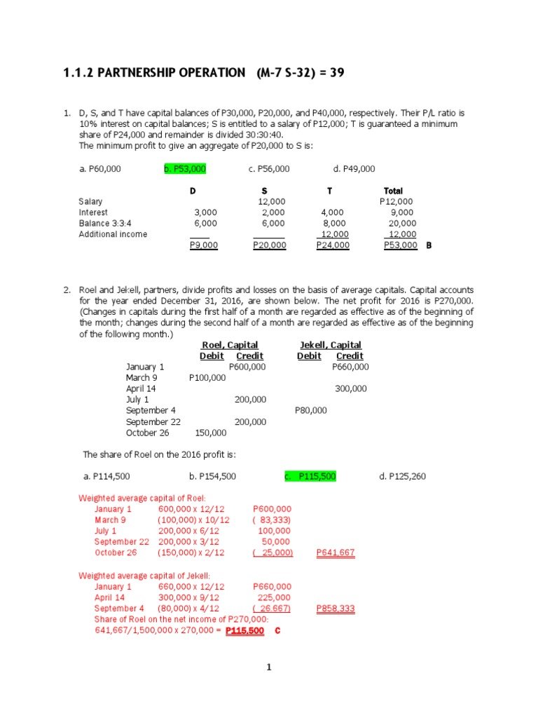 1 1 2-Partnership-Operation | PDF | Partnership | Retained Earnings