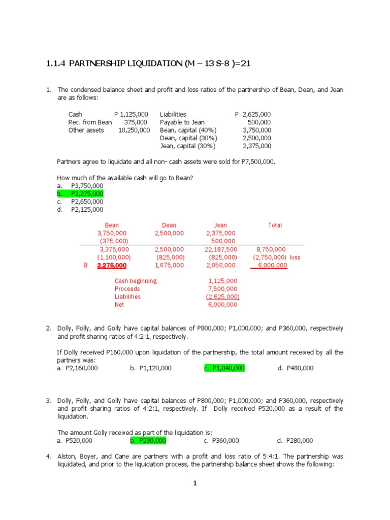 Partnership Liquidation Problems | PDF | Balance Sheet | Partnership