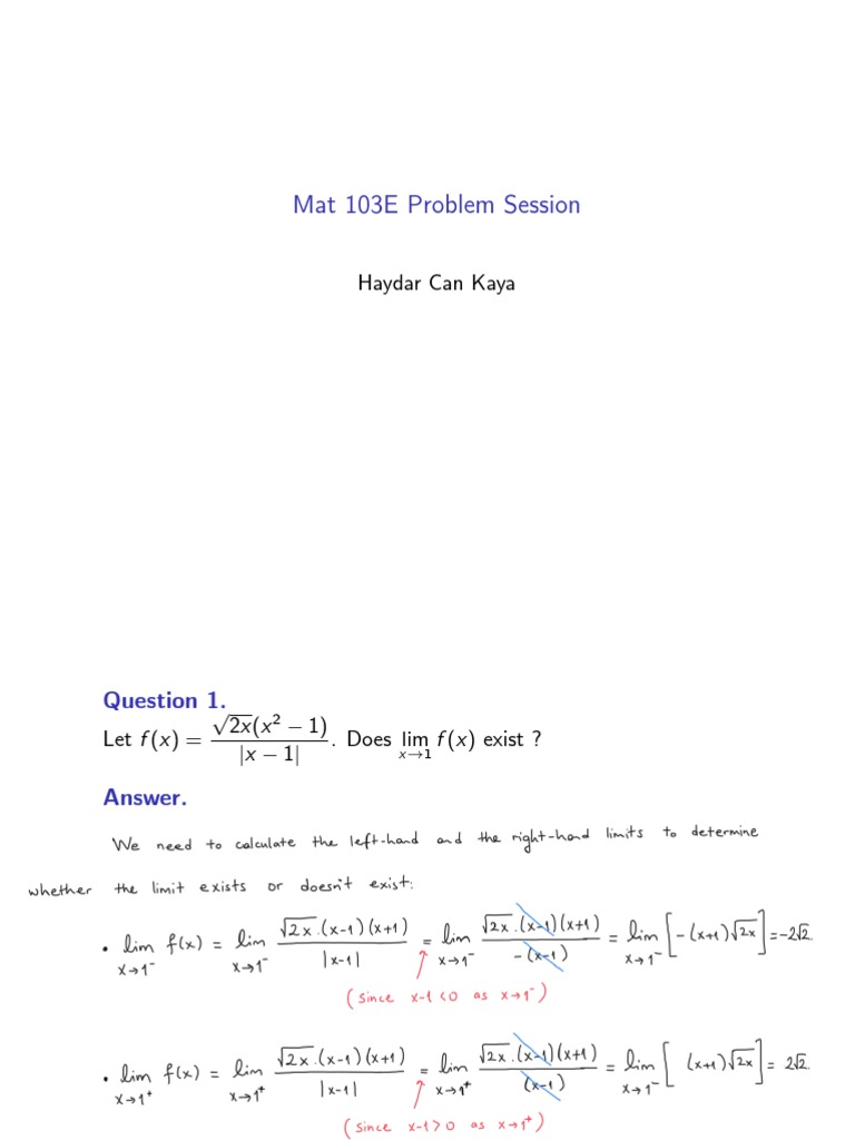 MAT103E Limit and Continuity | PDF | Mathematics | Mathematical Analysis