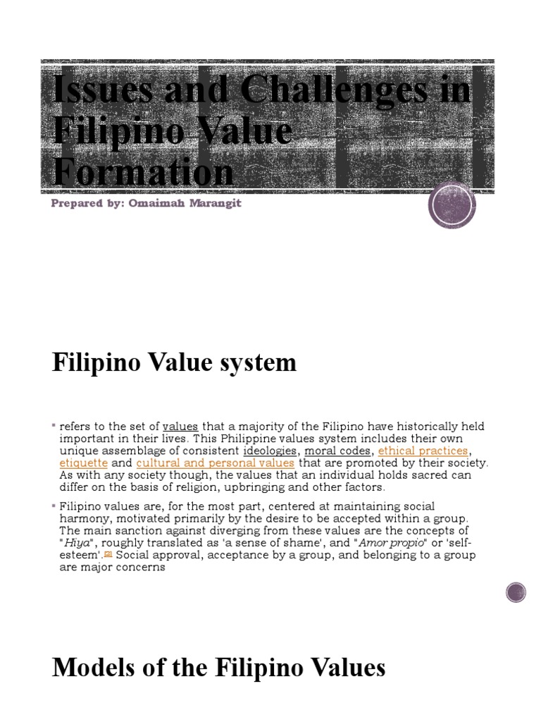 Issues and Challenges in Filipino Value Formation Report | PDF
