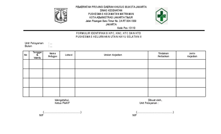 7.formulir Identifikasi KPC, KNC, KTC, KTD Puskesmas Matraman | PDF