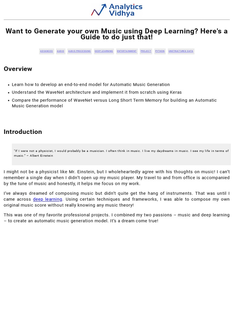 Want To Generate Your Own Music Using Deep Learning? Here's A Guide To ...