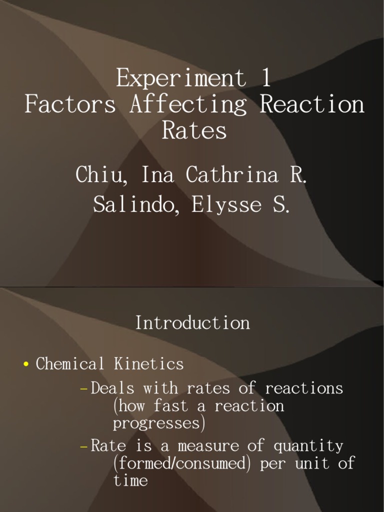 Factors Affecting Reaction Rate | PDF | Reaction Rate | Chemical Reactions