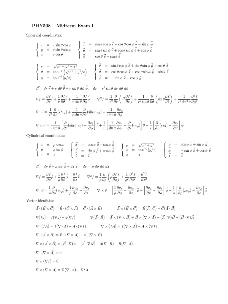 Midterm2 Equation Sheet | PDF | Lagrangian Mechanics | Mechanical ...