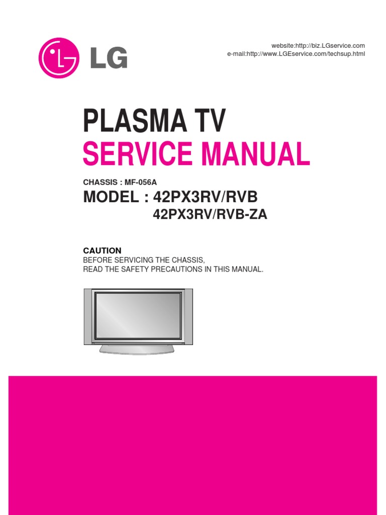 LG 42PX3RV Plasma TV Manual | PDF | Resistor | Electrical Connector