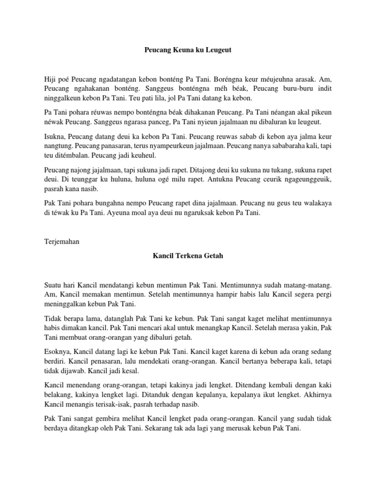 Peucang Keuna Ku Leugeut (Dongeng Sunda) | PDF