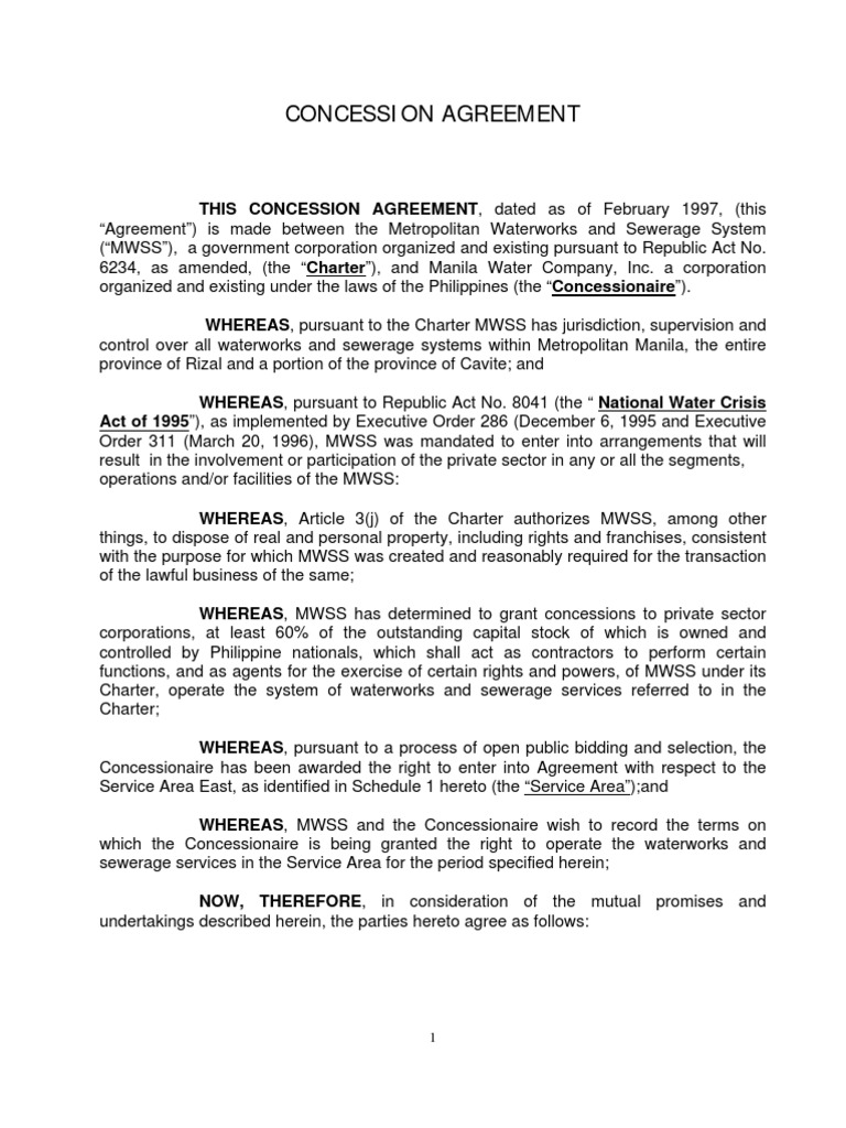 Concession Agreement Manila Water | PDF | Net Present Value | Drinking ...