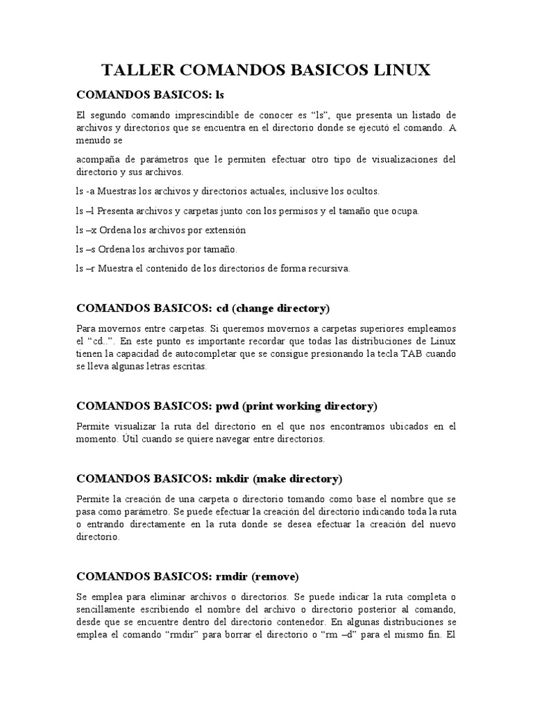 Taller Comandos Basicos Linux | PDF | Archivo de computadora | Directorio (Computación)