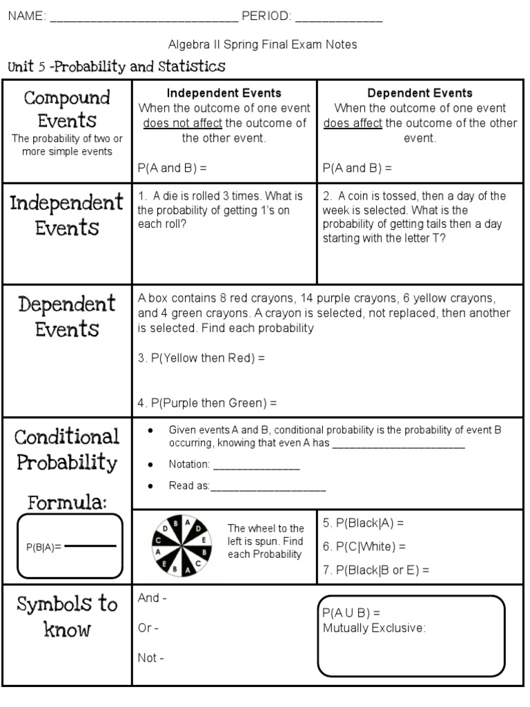 Algebra II Probability & Statistics Guide | PDF | Mean | Mode (Statistics)