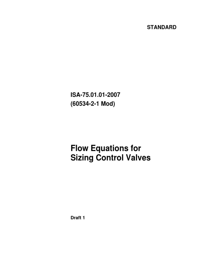 ISA - 750101 - SPBD Sizing Control Valves | PDF | Fluid Dynamics ...