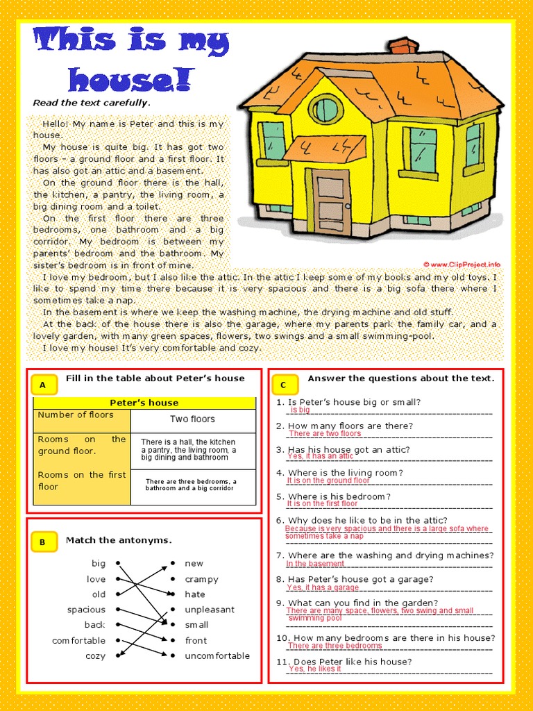 This Is My House Reading Comprehension - ErickDeJesusMartinezLuis | PDF ...