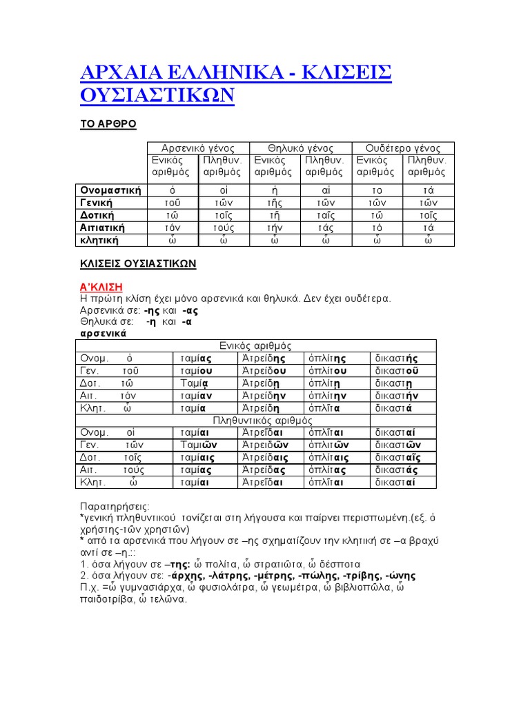 7 ουσιαστικα - α - - β - - κλισης | PDF
