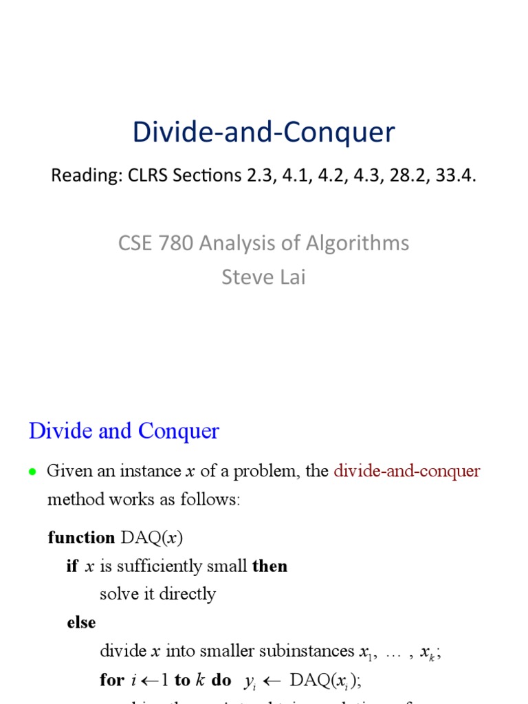 Divide and Conquer | PDF | Teaching Mathematics | Theoretical Computer Science