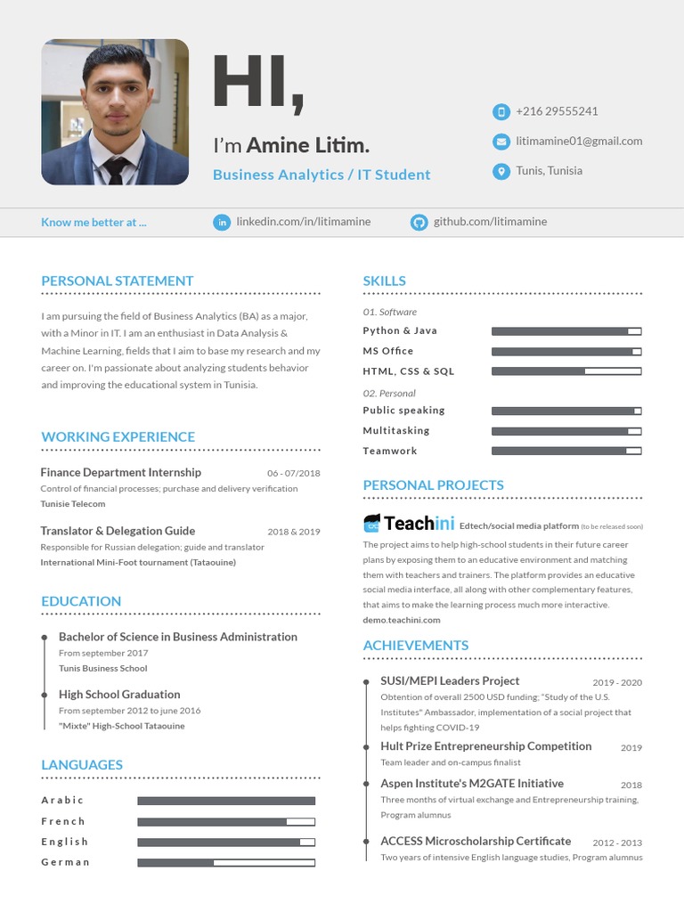 Amine Litim - Curriculum Vitae | PDF | Cognition | Computing
