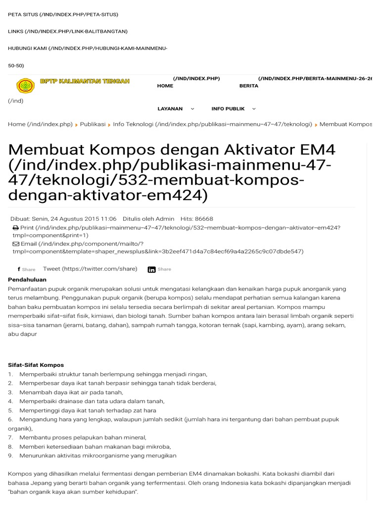 Membuat Kompos Dengan Aktivator EM4 | PDF