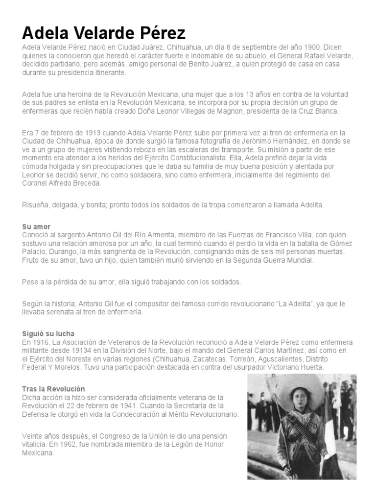Biografía de Adela Velarde Pérez | PDF | revolución mejicana | Militar