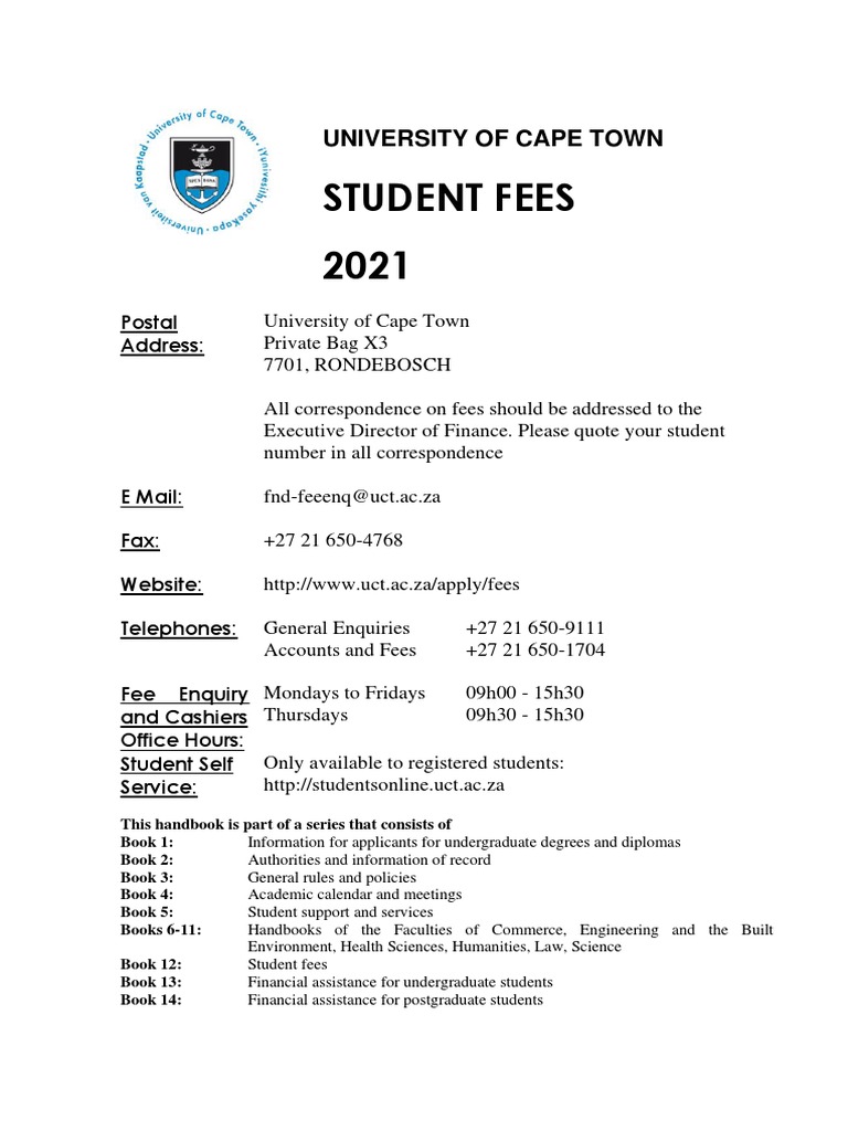 UCT Handbook 12 2021 StudentFees | PDF