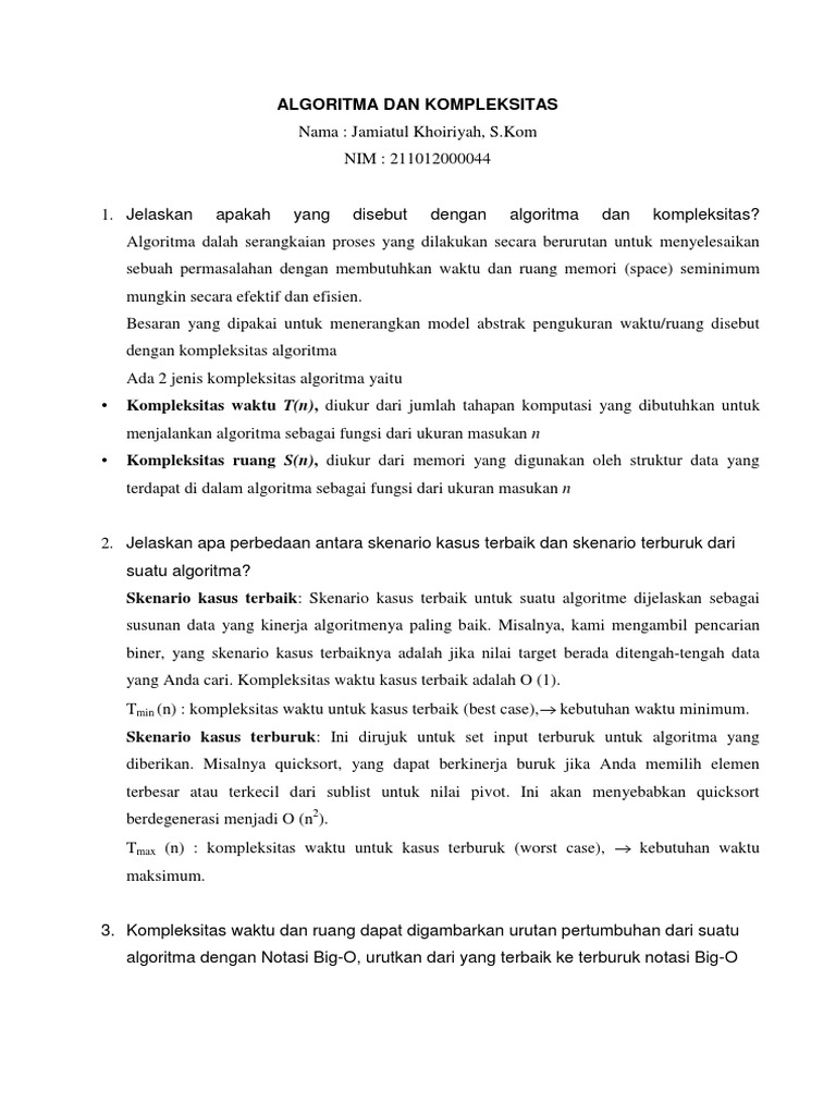Algoritma Dan Kompleksitas | PDF